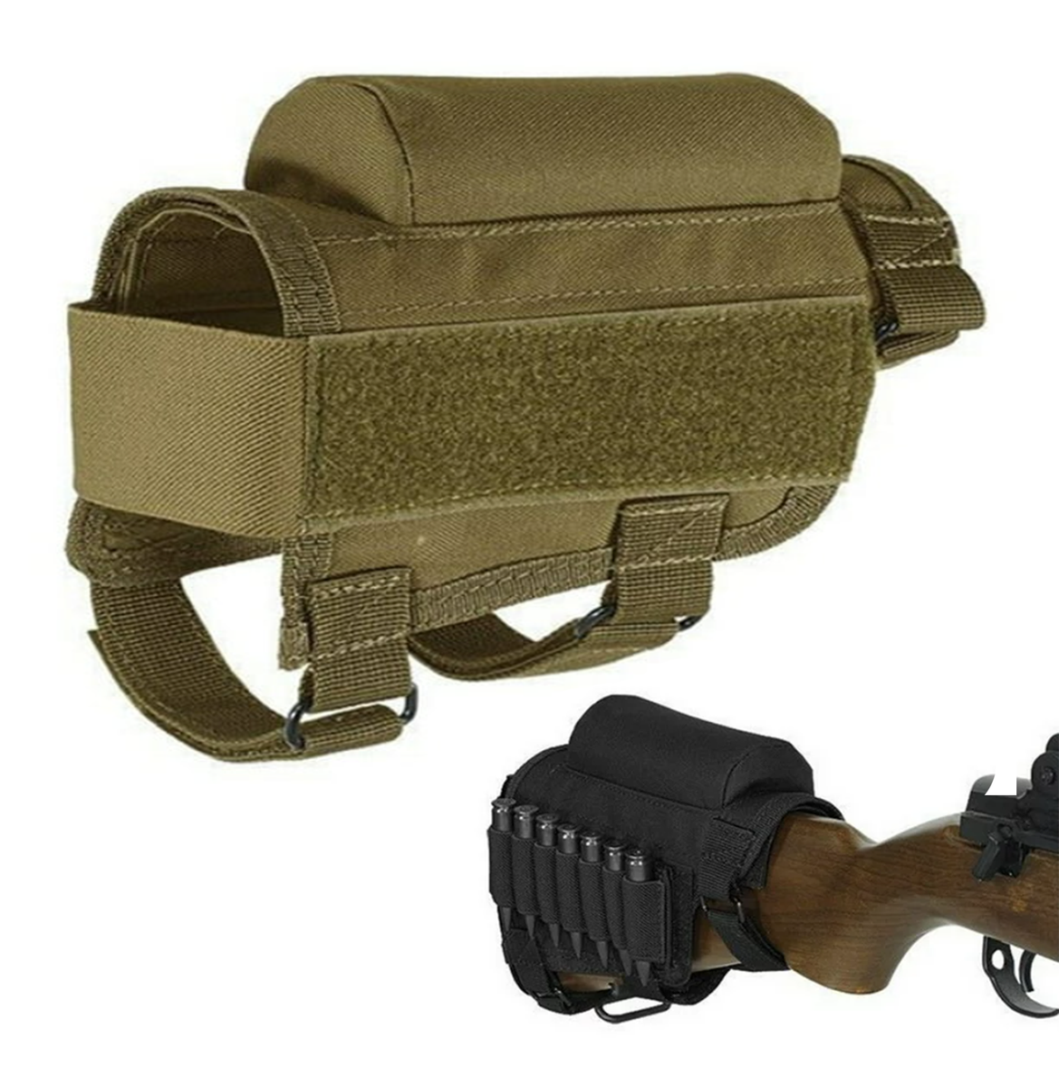 Adjustable Tactical Cheek Rest Pouch With Shell Holder - Tan ...